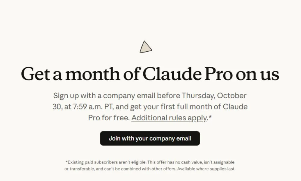 Anthropic 推限時優惠：公司信箱可領 Claude Pro 1 個月免費
